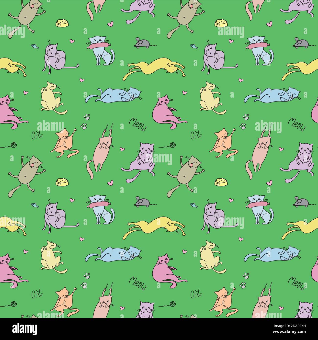 Seamless pattern with different funny cats Stock Vector Image & Art - Alamy