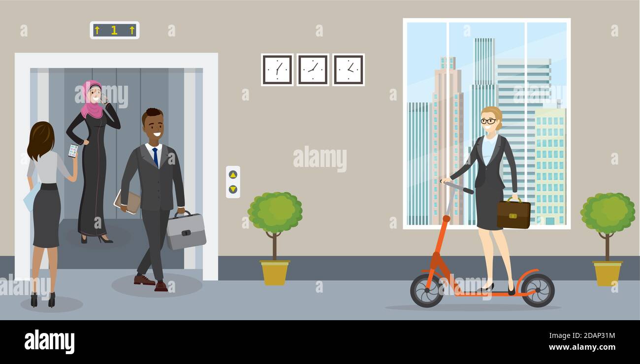 Corridor in modern building Stock Vector Images - Alamy