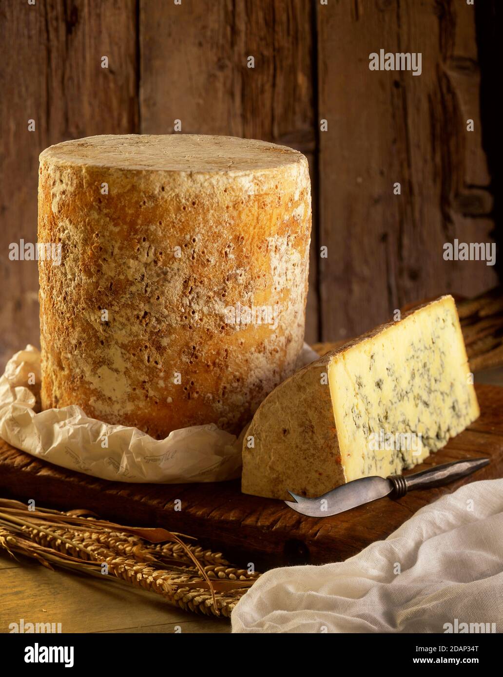 A big round of traditional blue British Stilton Cheese Stock Photo - Alamy