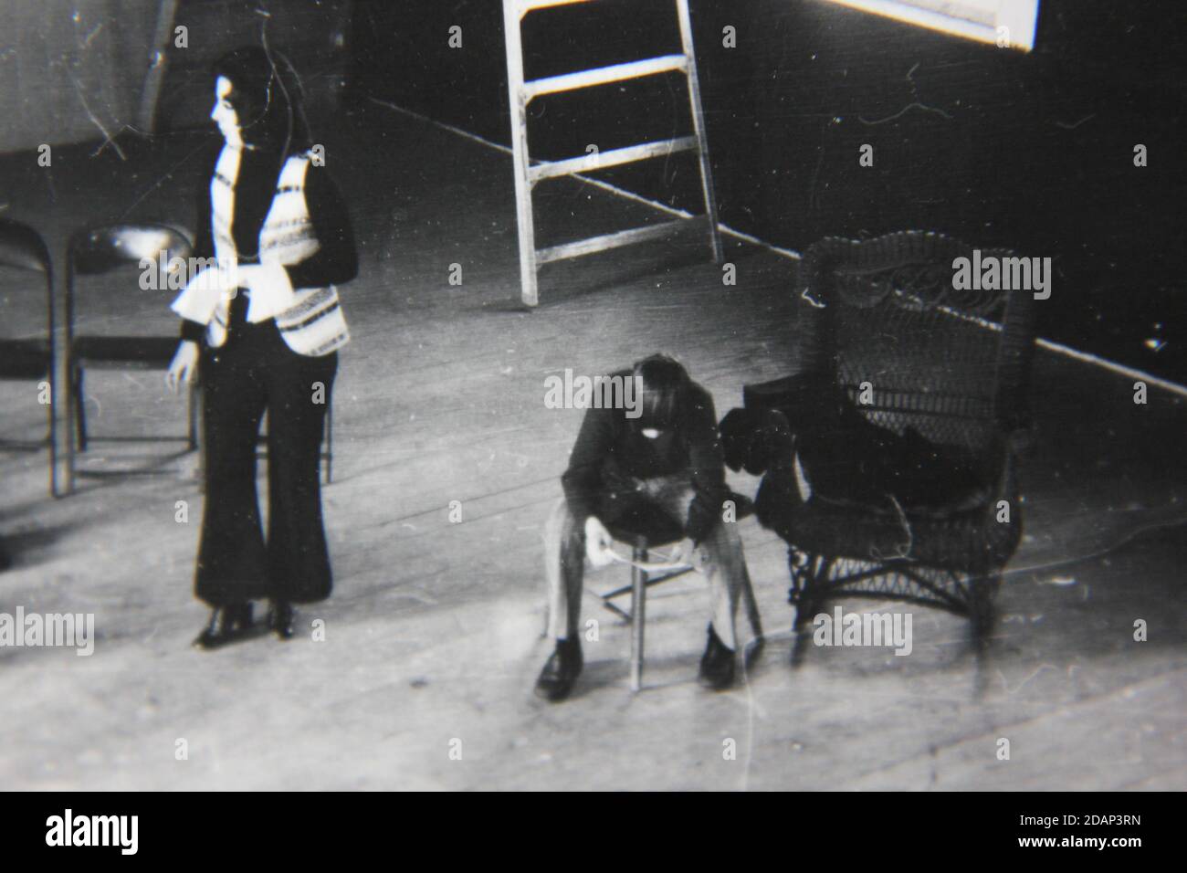 Fine 1970s vintage black and white photography of actors rehearsing a ...