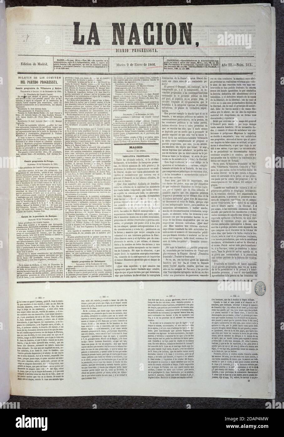 LA NACION 1866. Location: BIBLIOTECA NACIONAL-COLECCION. MADRID. SPAIN ...