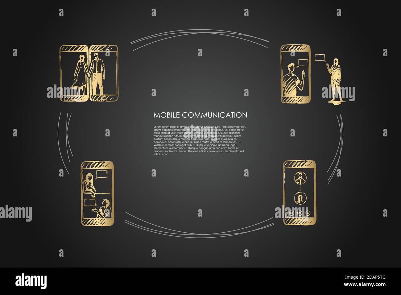 Mobile communication - mobile phone screen and people communication on ...