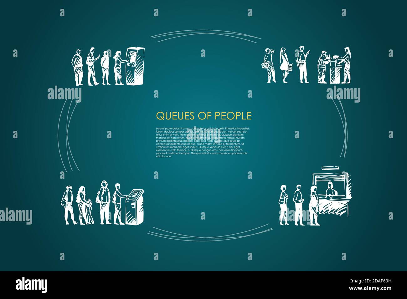 Queues of people - people in line waiting for their turn for atm ...
