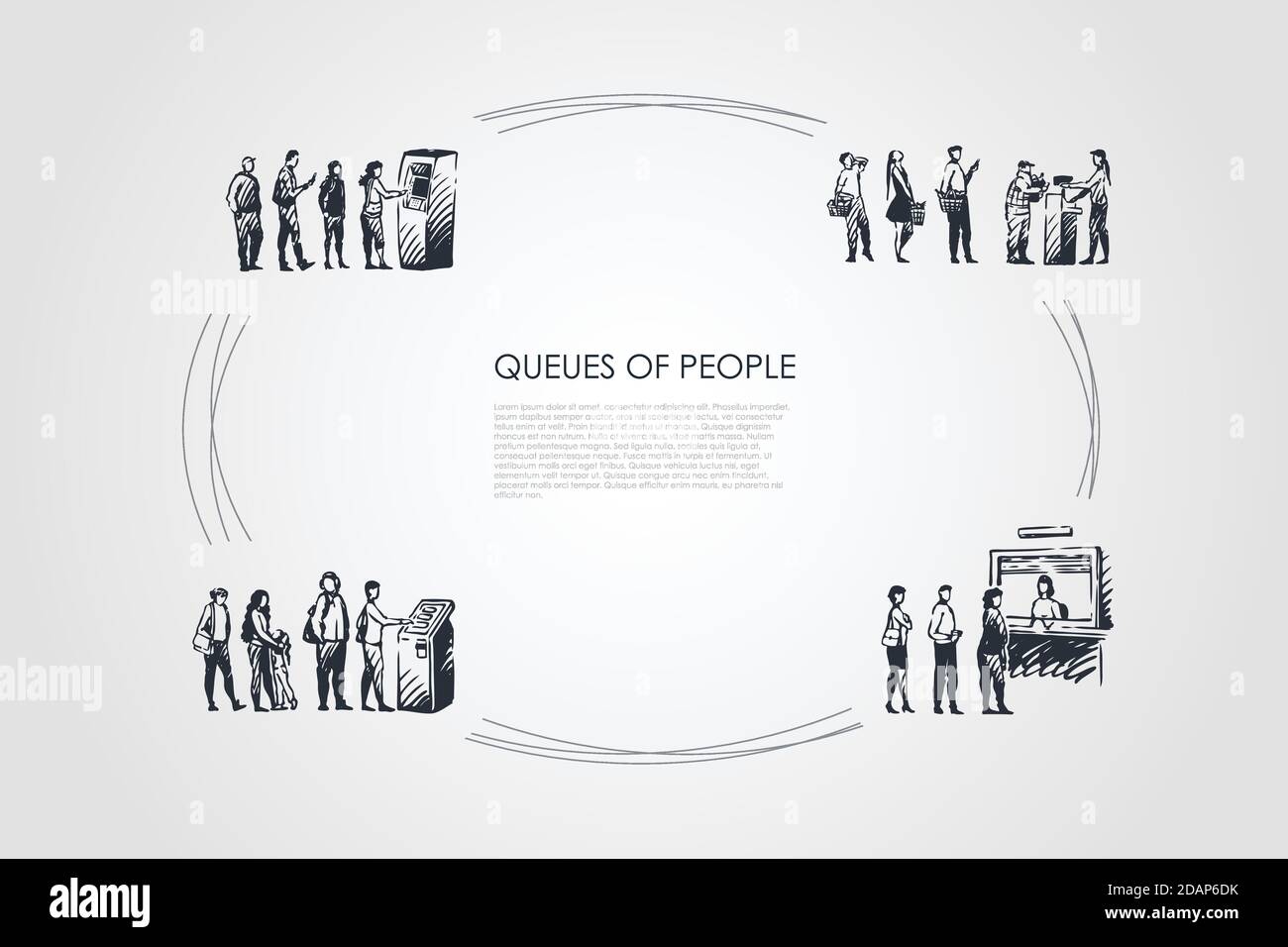 Queues of people - people in line waiting for their turn for atm ...