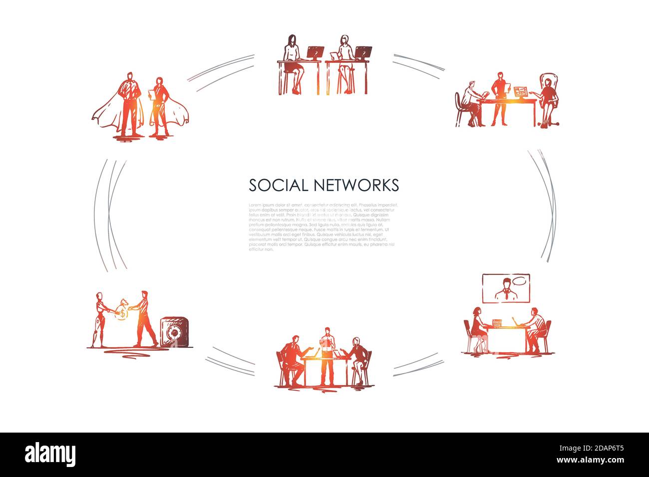 Social networks - business people in office comminicating with laptops ...