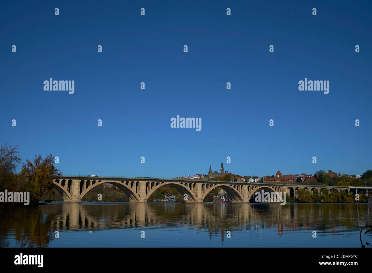 The view of the Francis Scott Key bridge and Georgetown across the ...