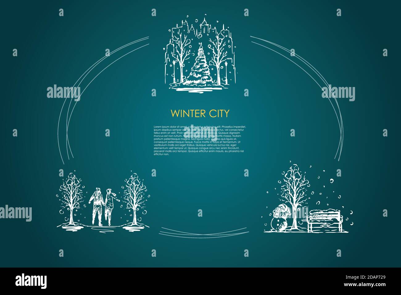 Winter city - urban landscapes under snowfall and people walking in ...