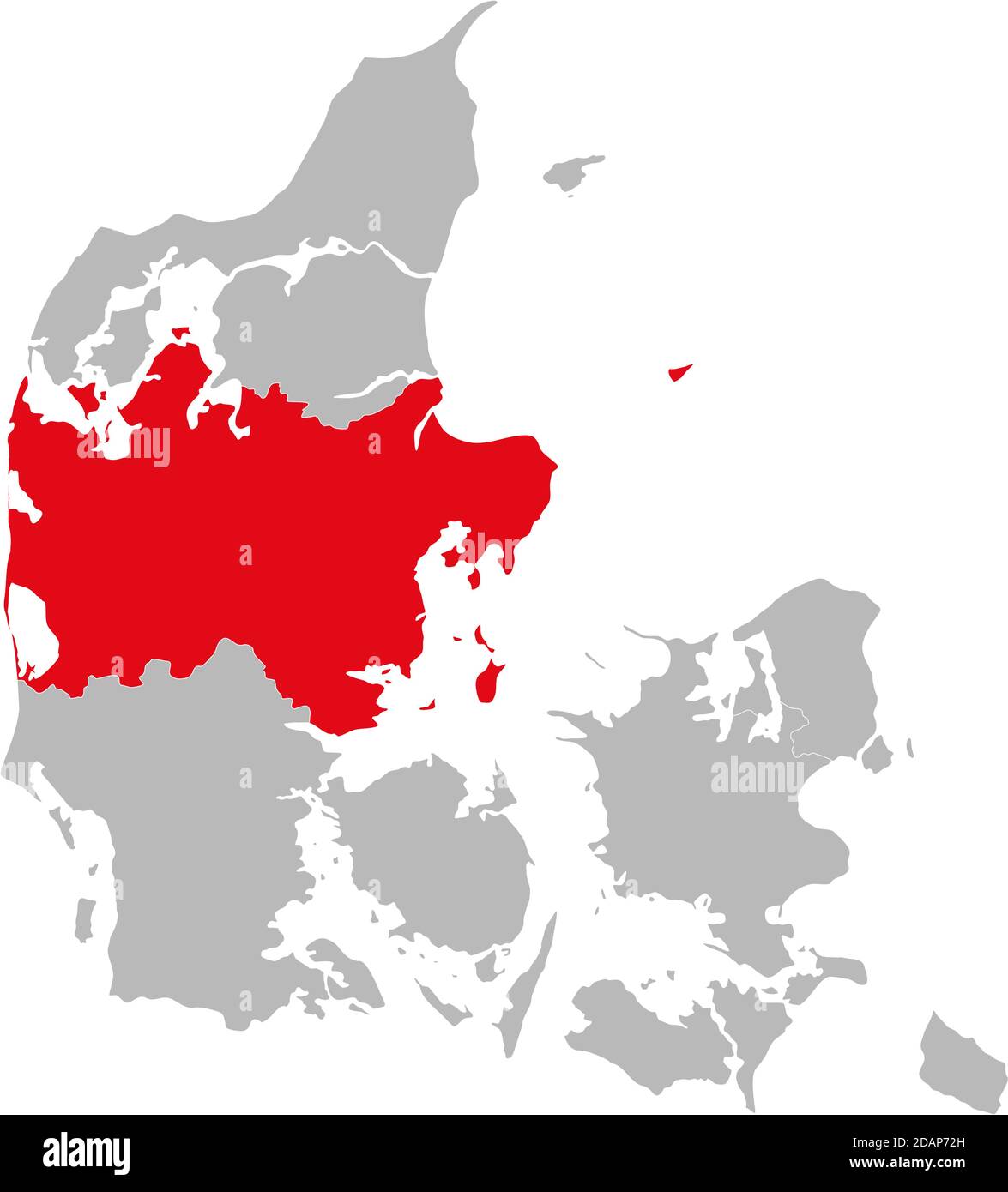 Central denmark region isolated on Denmark map. Light gray background ...