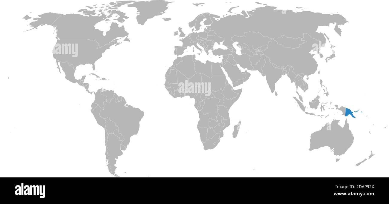 Papua new guinea map isolated on world map. Light gray background ...