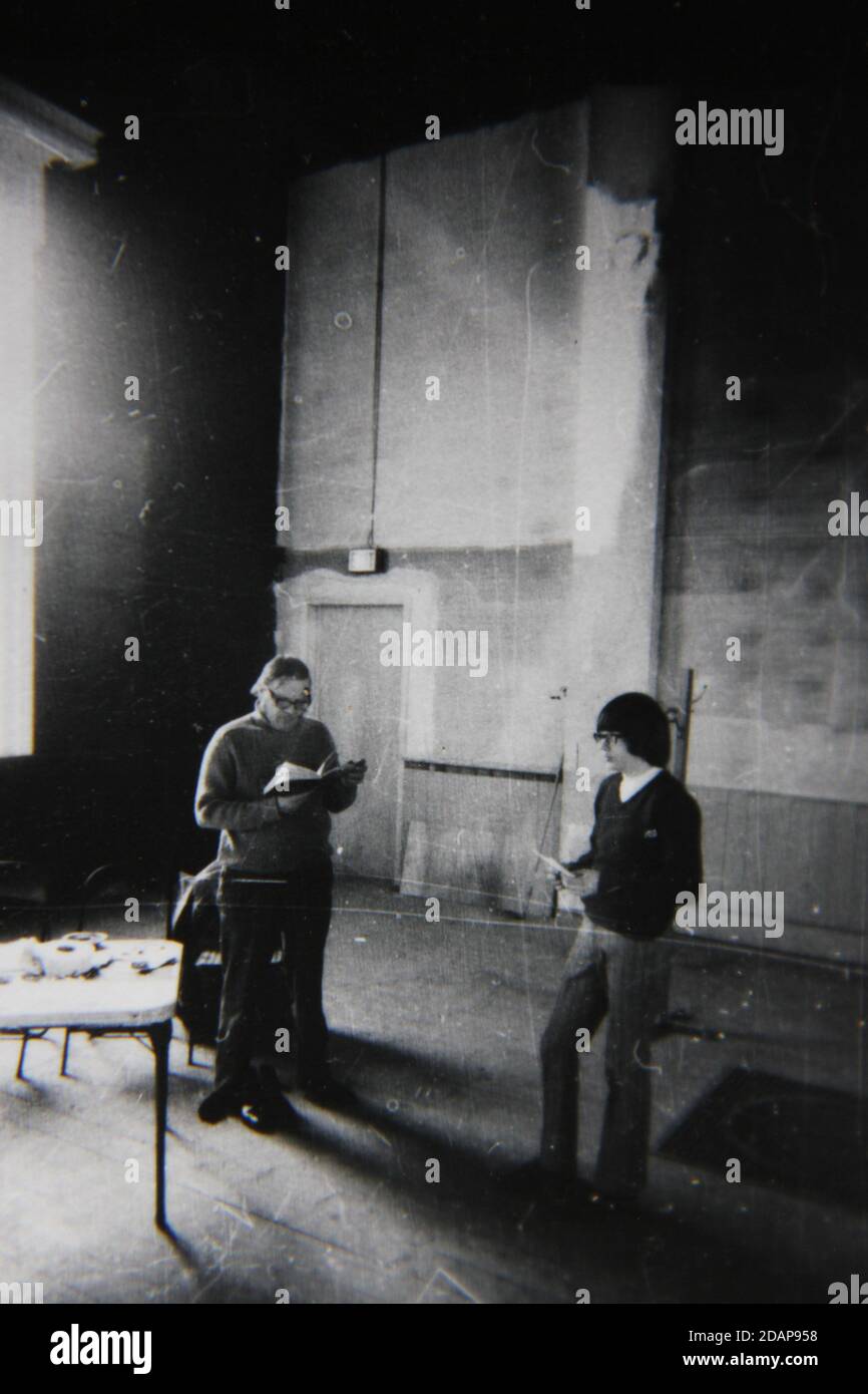 Fine 1970s vintage black and white photography of actors rehearsing a ...