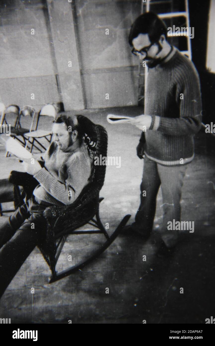 Fine 1970s vintage black and white photography of actors rehearsing a ...