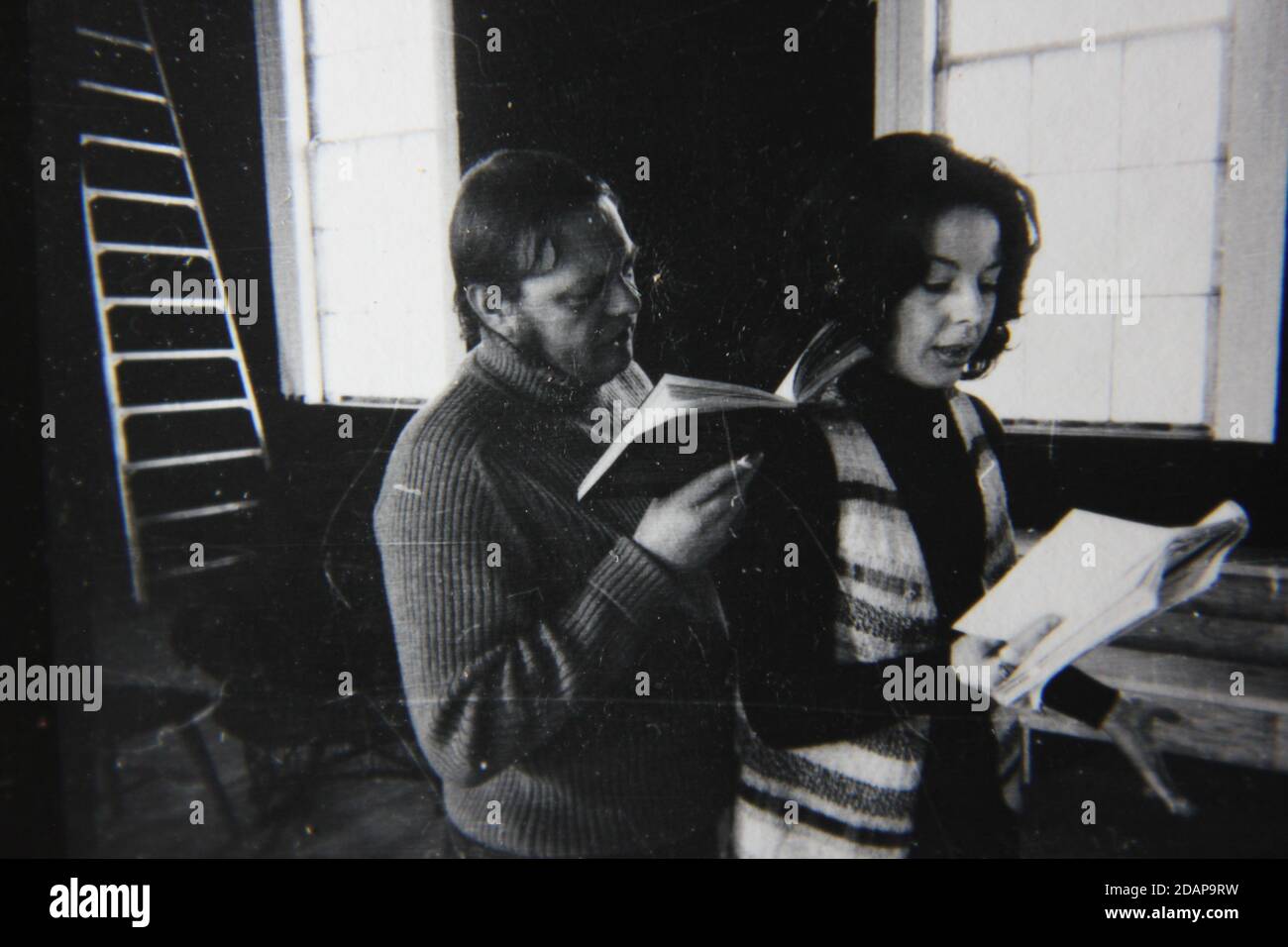 Fine 1970s vintage black and white photography of actors rehearsing a ...