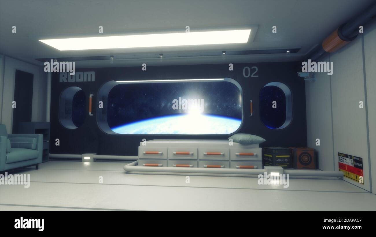 3d render. Futuristic interior concept design Stock Photo - Alamy