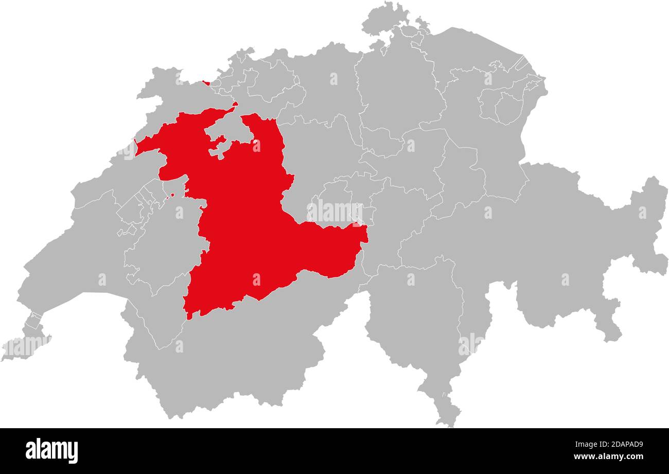 Bern canton isolated on Switzerland map. Gray background. Backgrounds ...