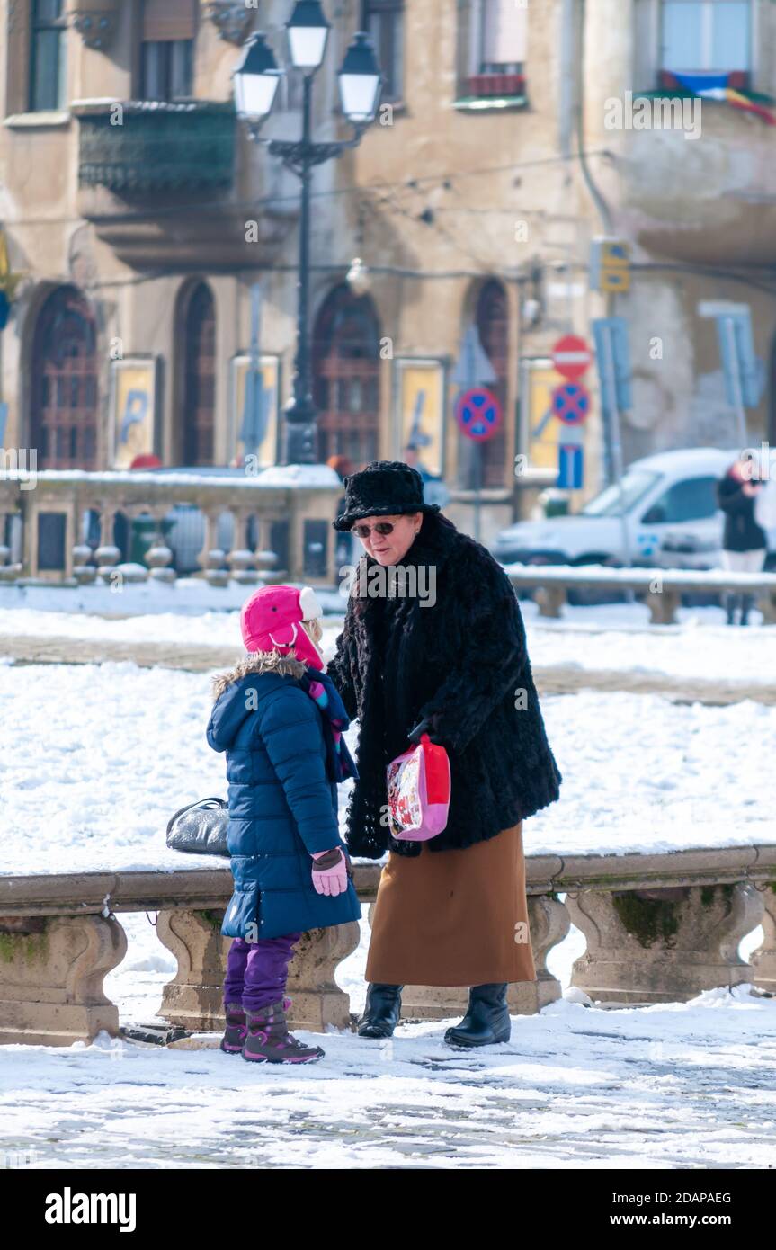 Timisoara, Romania - January 30, 2014: People walking on the street ...
