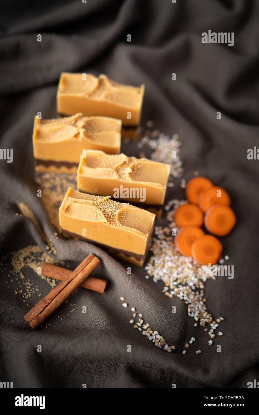 Fresh made bar of natural soap Stock Photo - Alamy