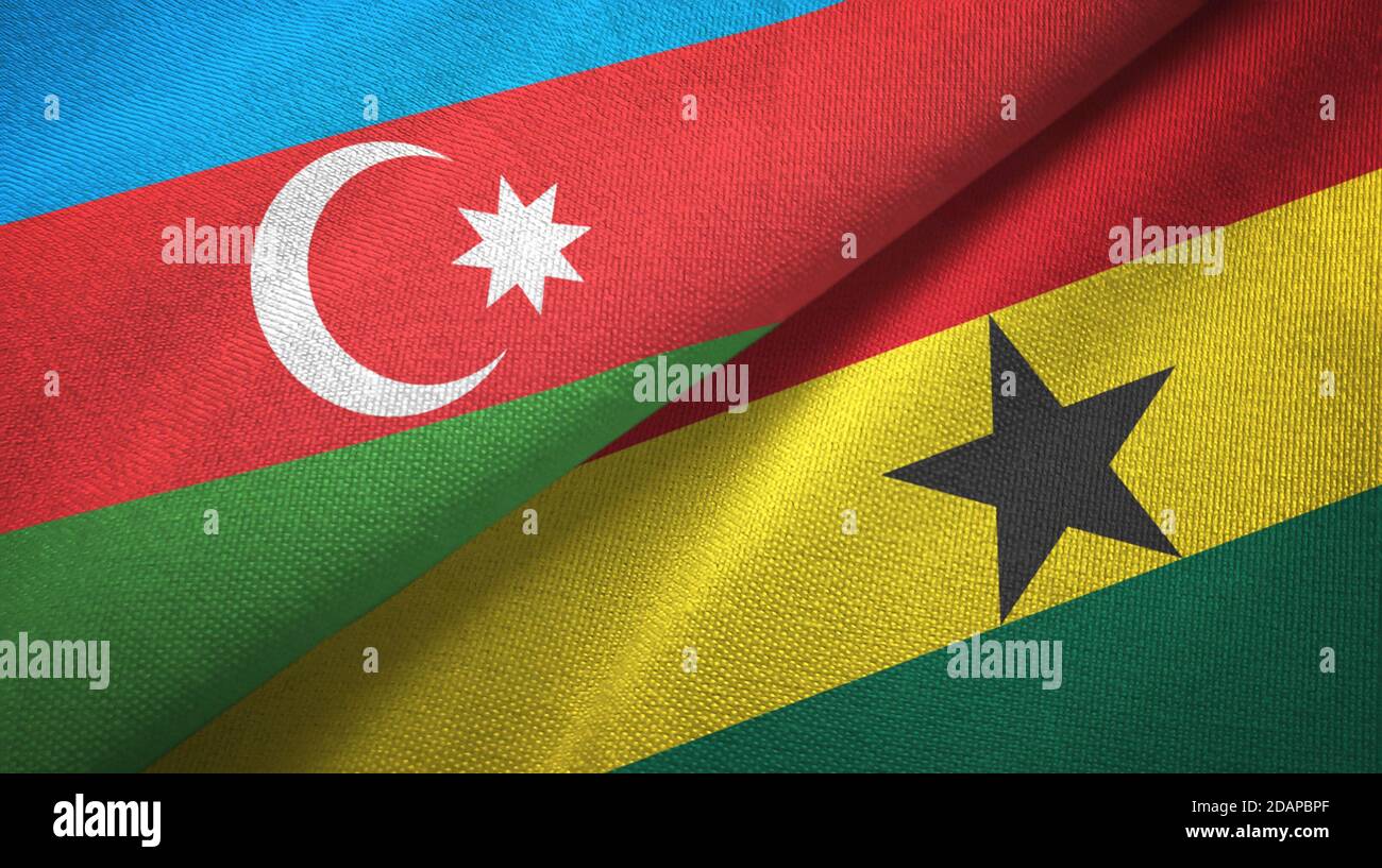 Azerbaijan and Ghana two flags textile cloth, fabric texture Stock ...