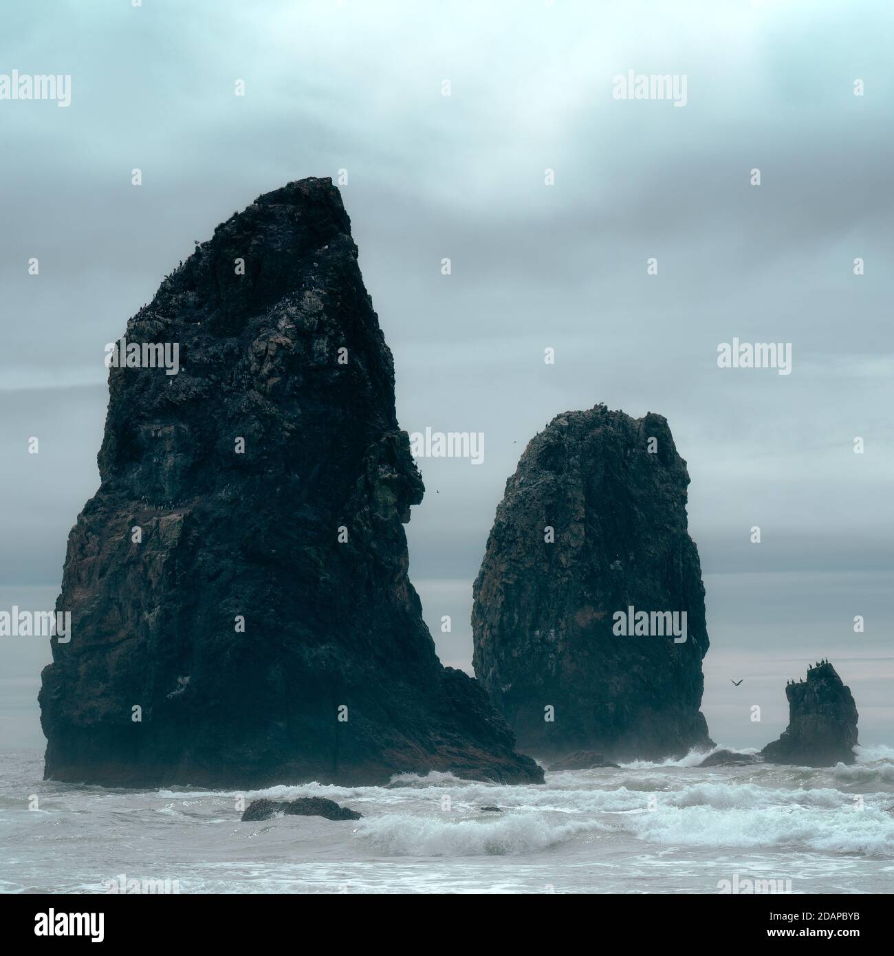 Sea stacks near Haystack Rock, Cannon Beach, Oregon Stock Photo - Alamy