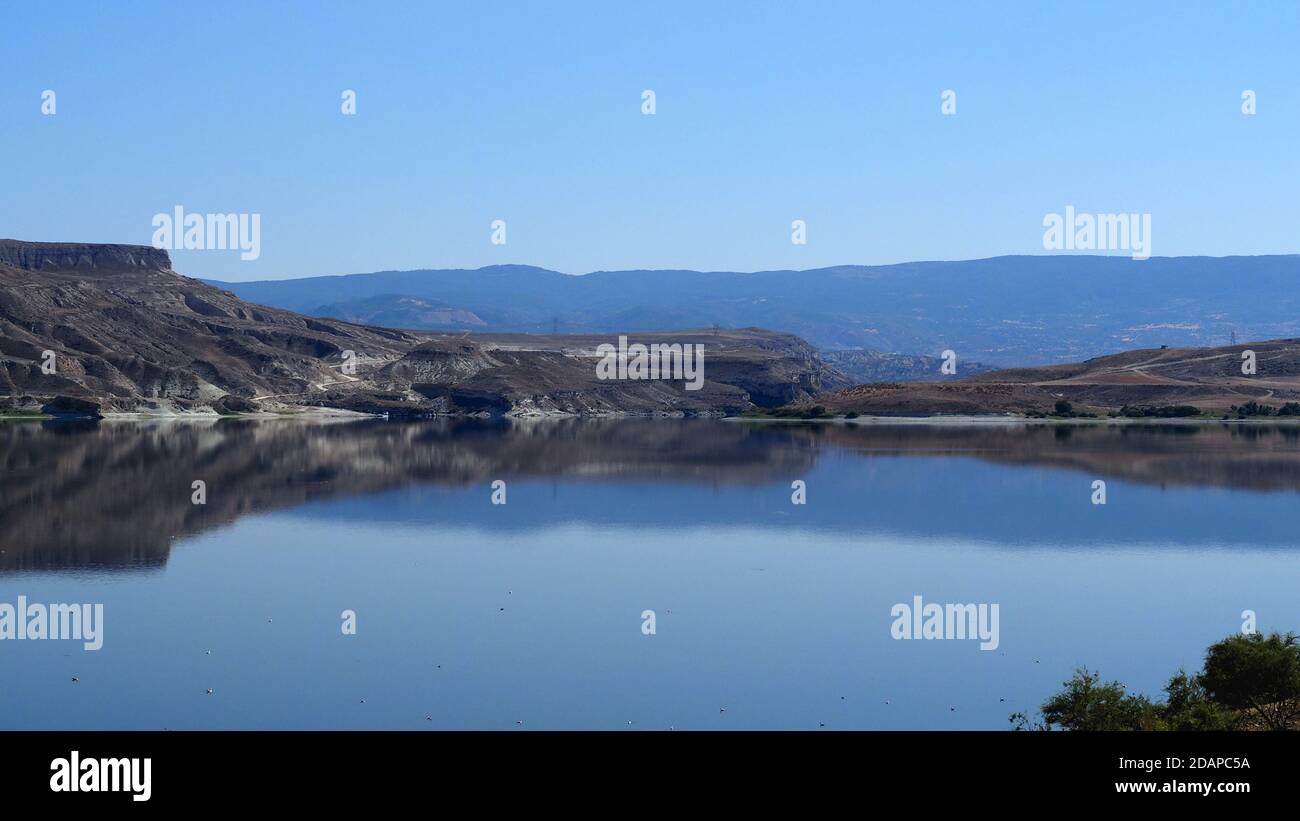 Panoramic shot of river Araks under clear sky in Nakhchivan Stock Photo ...