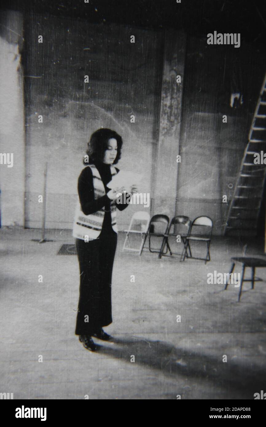 Fine 1970s vintage black and white photography of actors rehearsing a ...