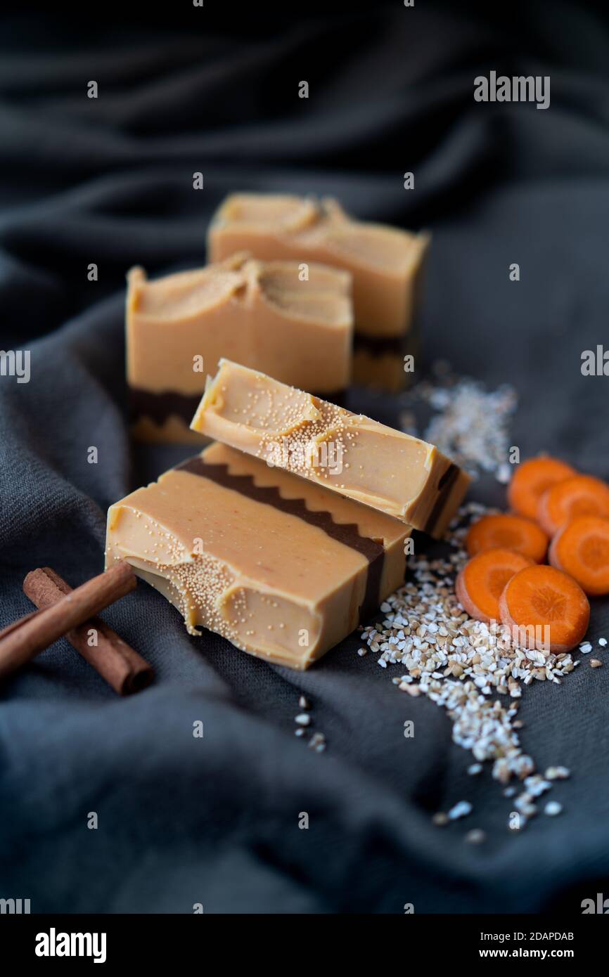 Fresh made bar of natural soap Stock Photo - Alamy