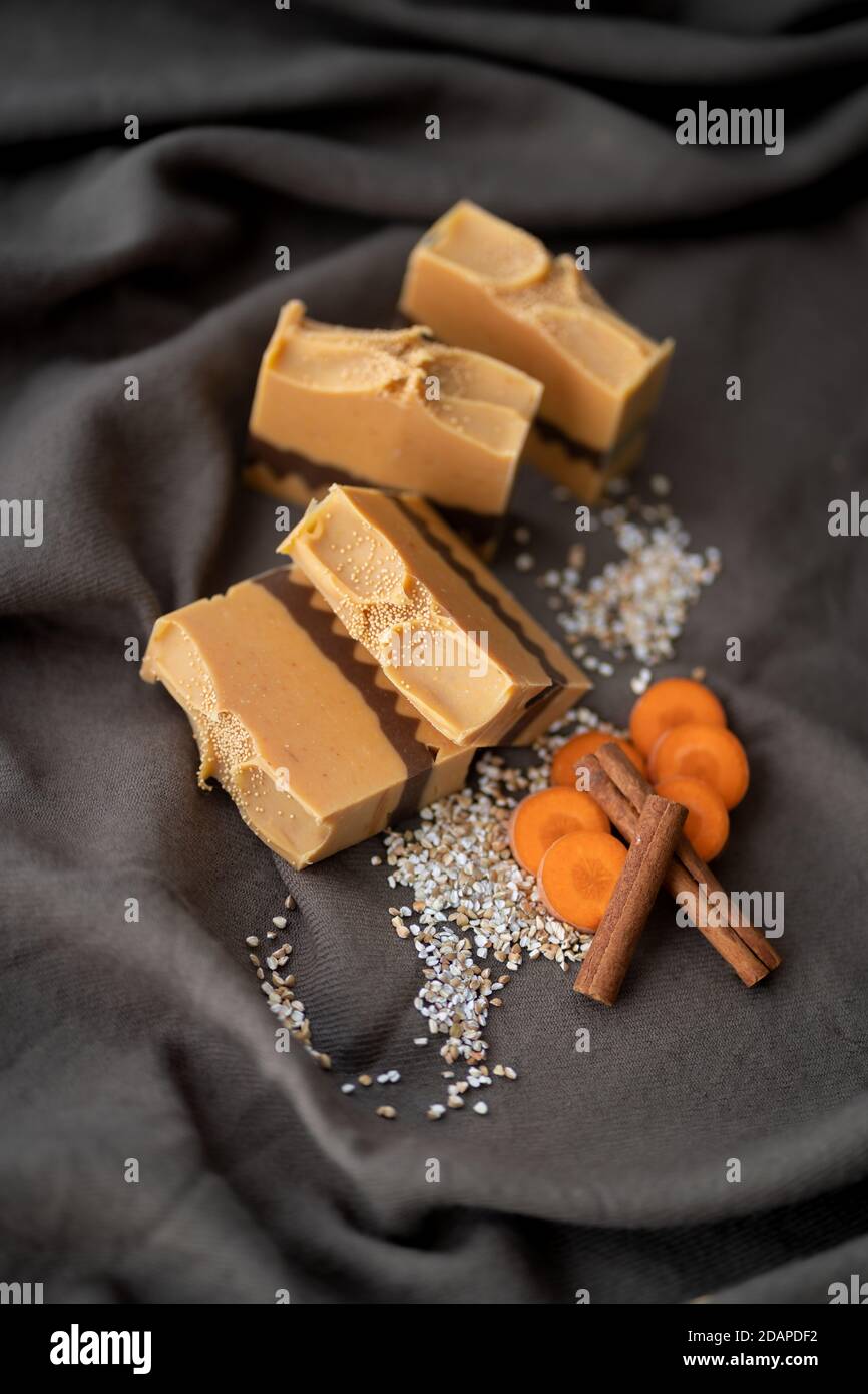 Fresh made bar of natural soap Stock Photo - Alamy