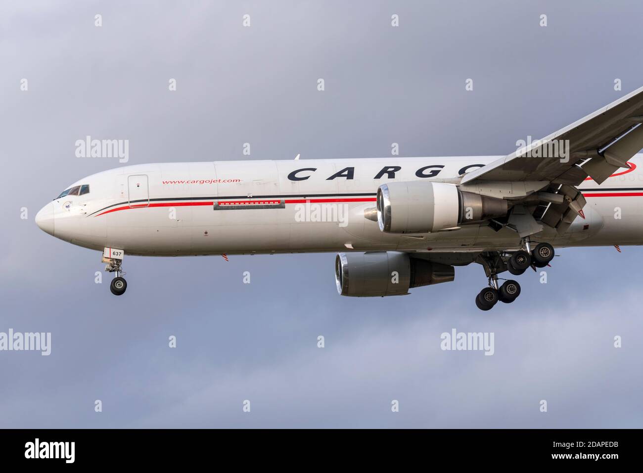 Cargojet Airways jet cargo Boeing 767 airliner plane C-GVIJ on approach ...
