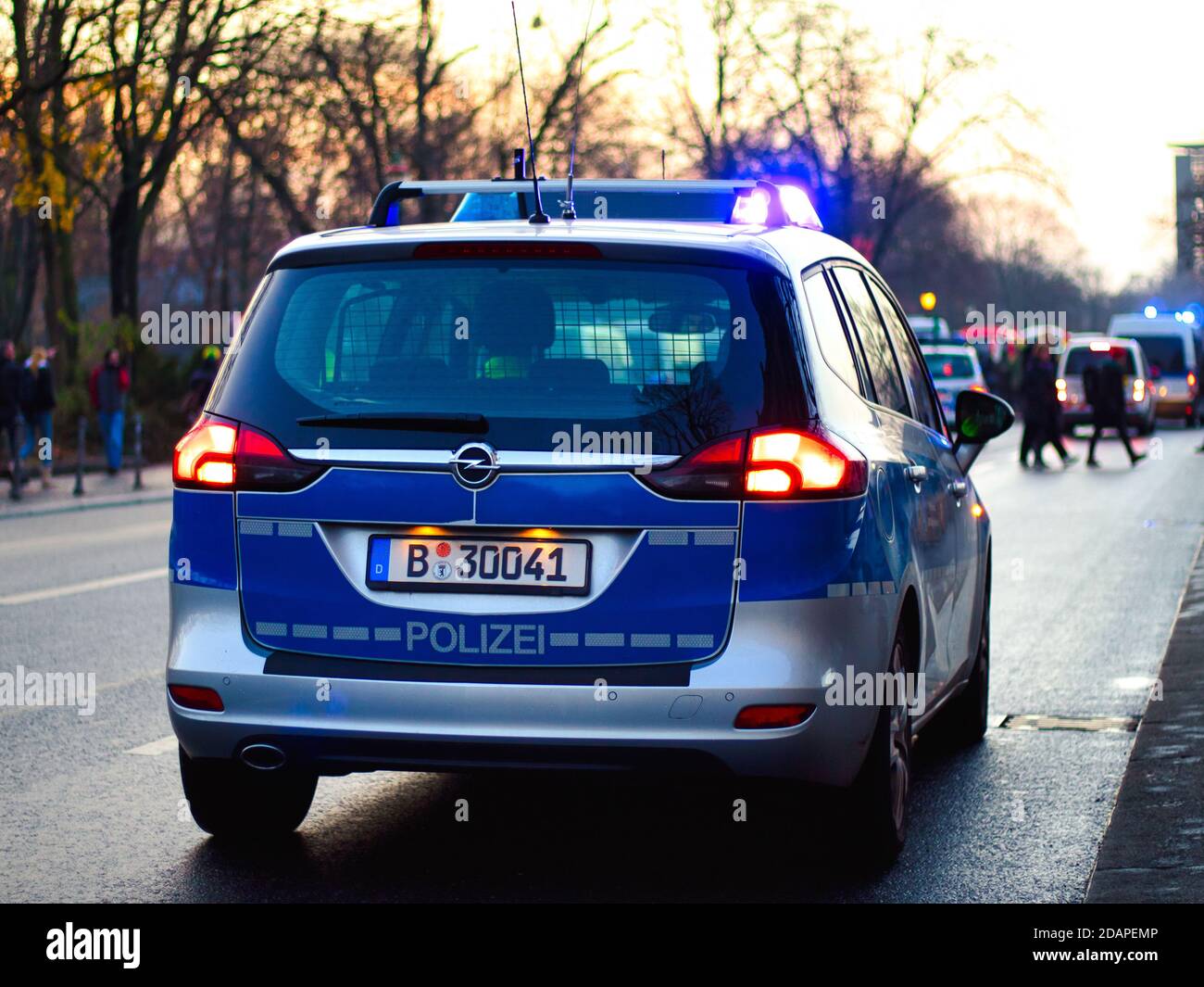 Berlin, Germany - December 1, 2018 - A police vehicle during an ...
