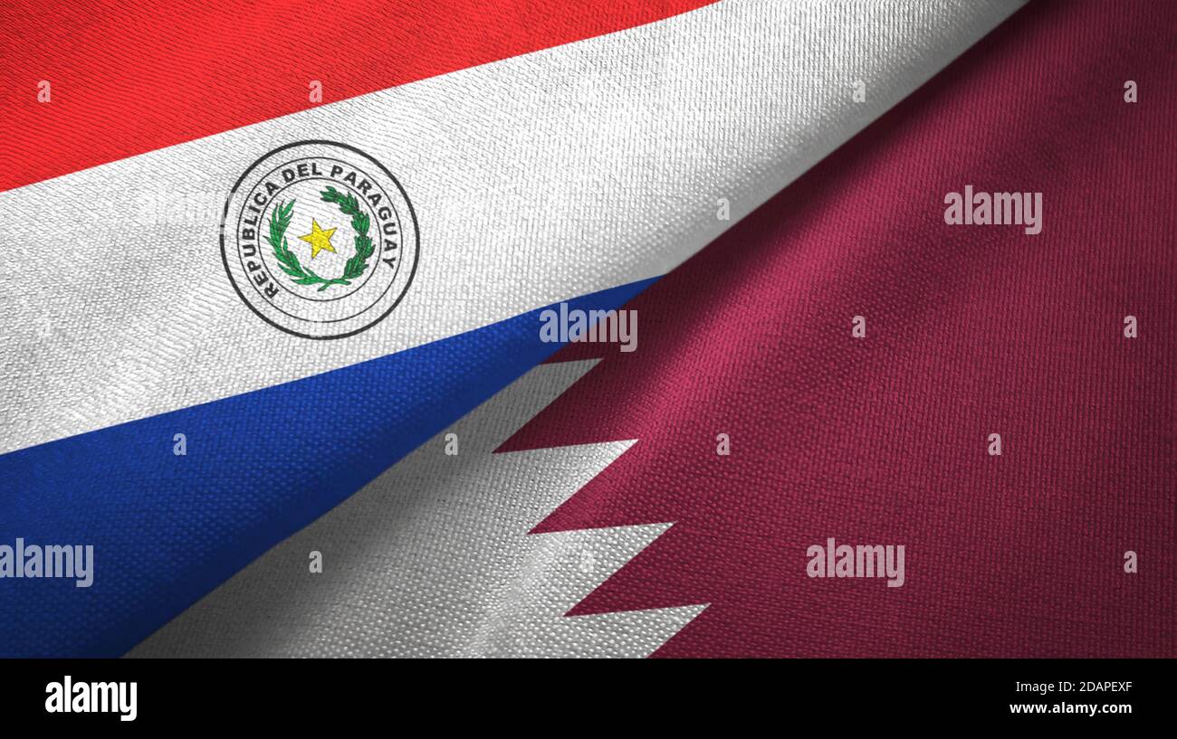 Paraguay and Qatar two flags textile cloth, fabric texture Stock Photo ...