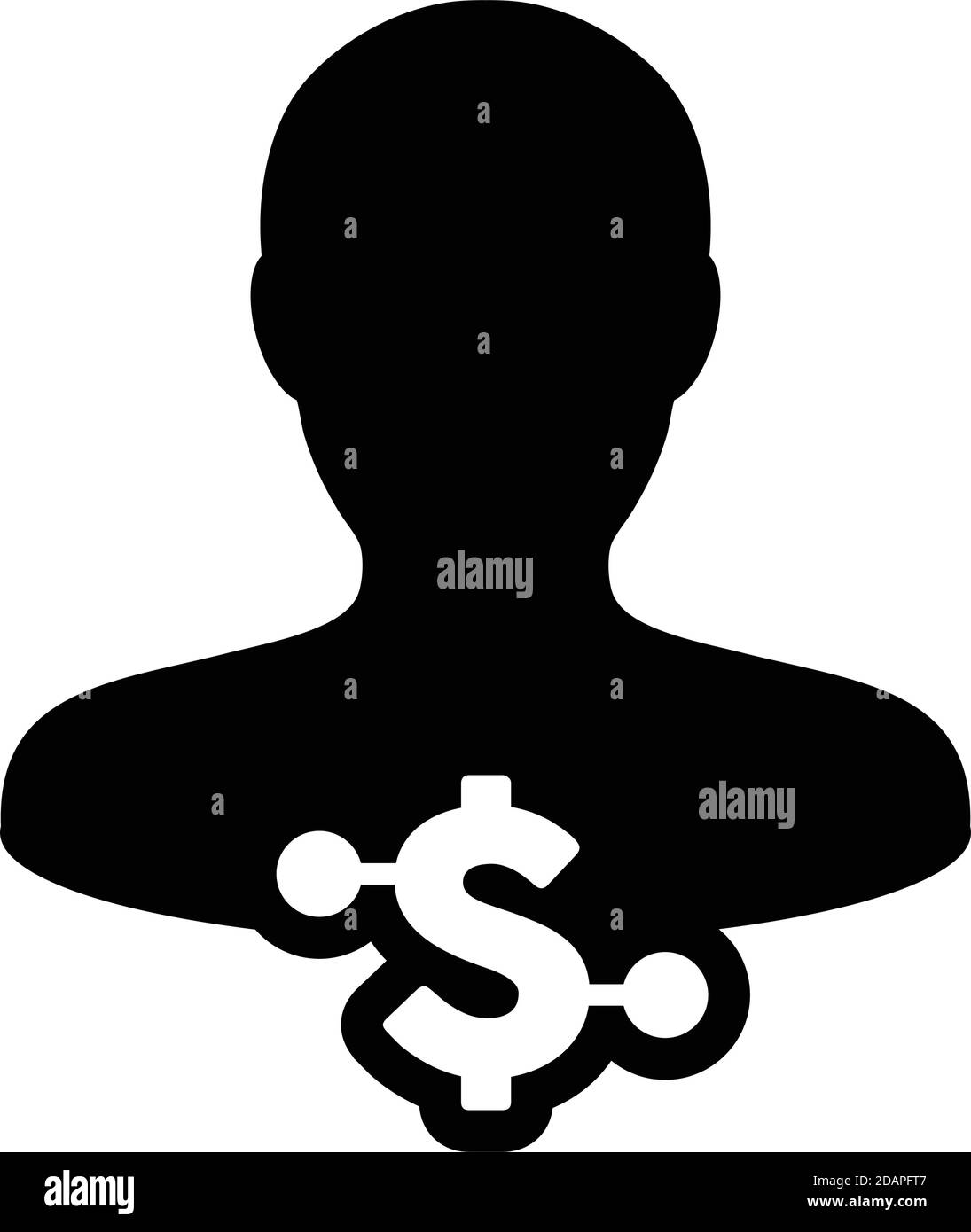 Digital currency icon vector dollar money symbol with male user person ...