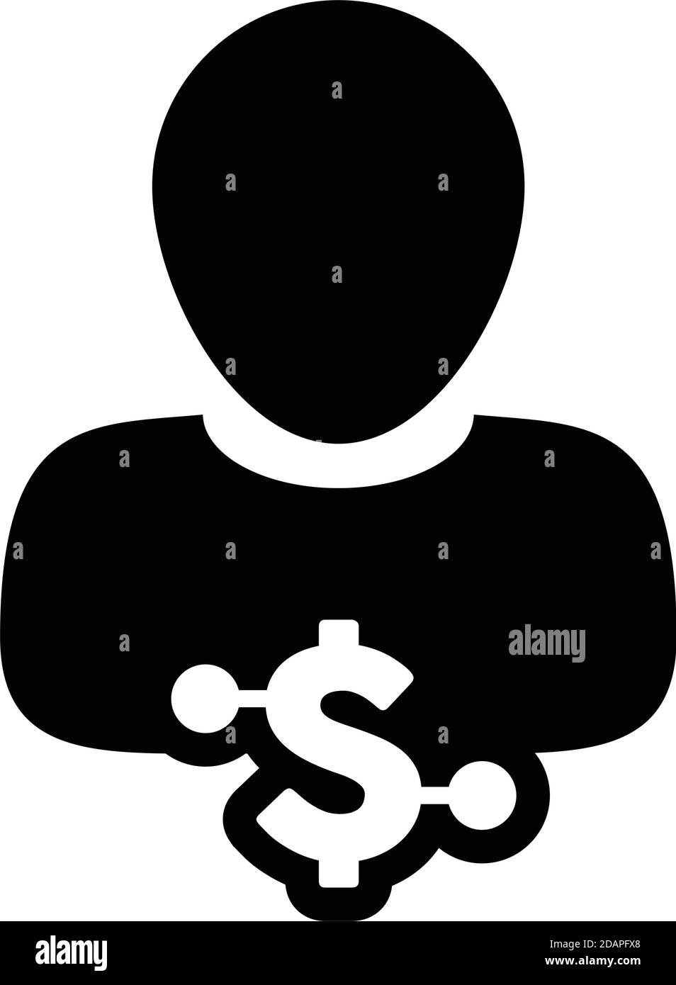 Dollar icon vector digital currency symbol with male user person ...