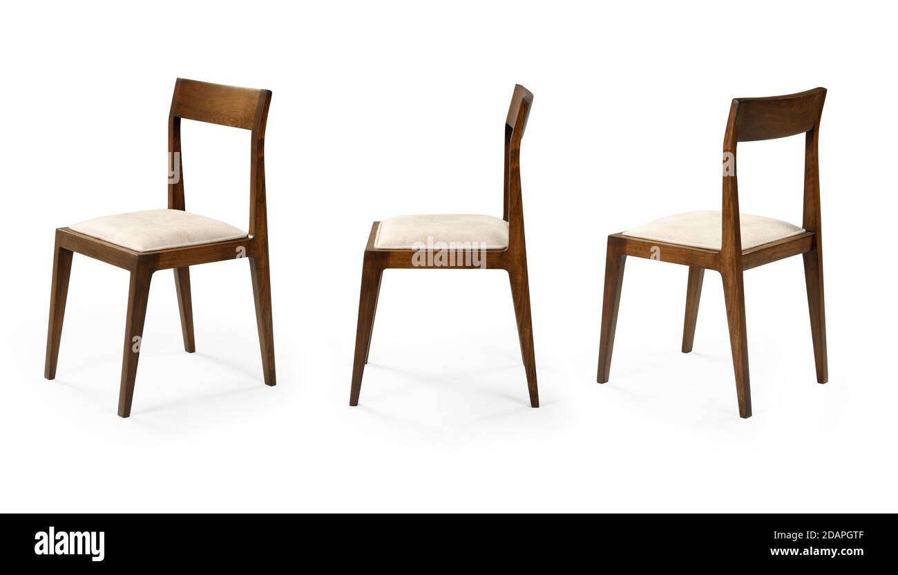 Single chair at different angles on a white background Stock Photo - Alamy