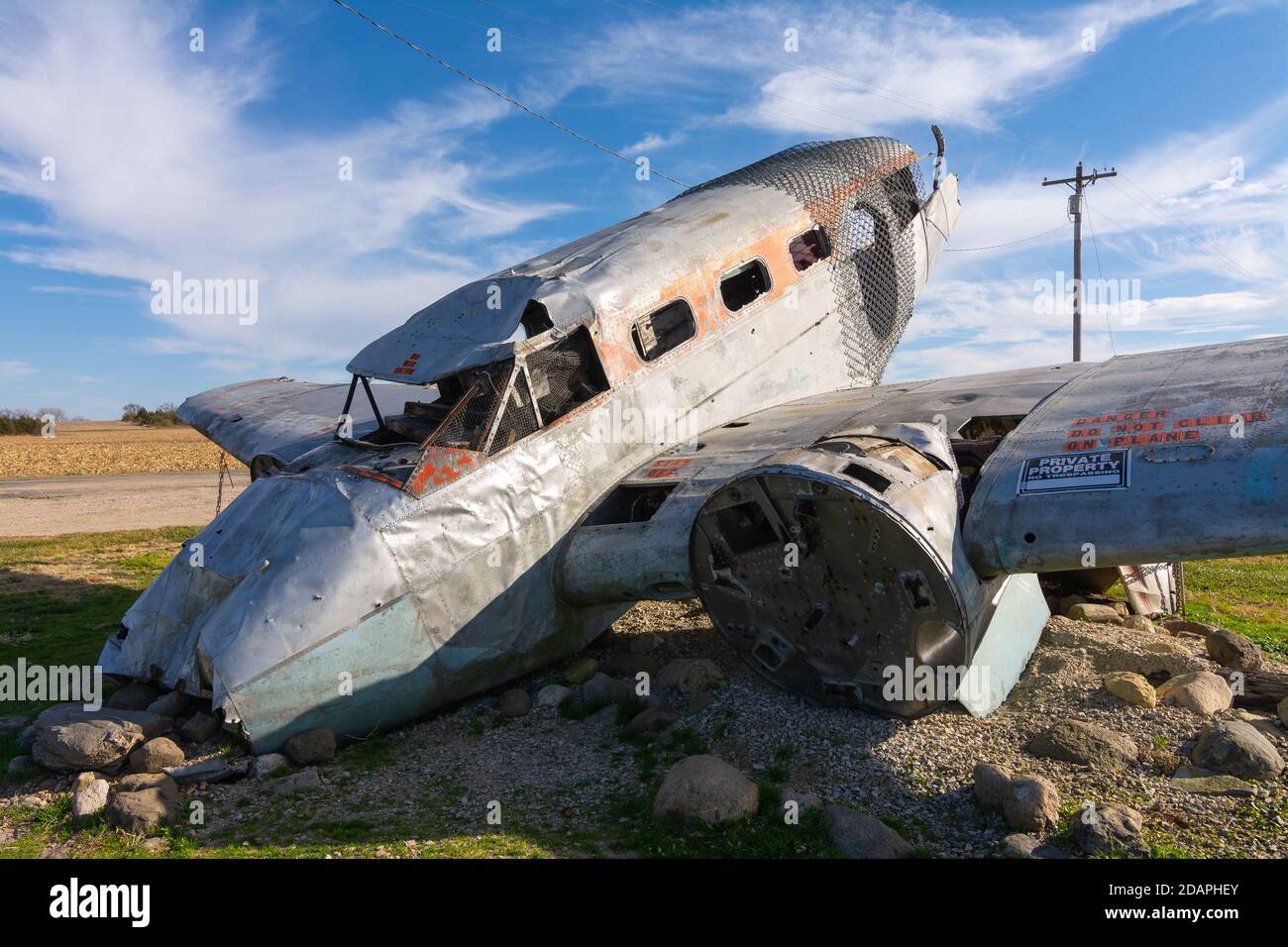 Crashed airplane in open field. Norway, Illinois, USA Stock Photo - Alamy