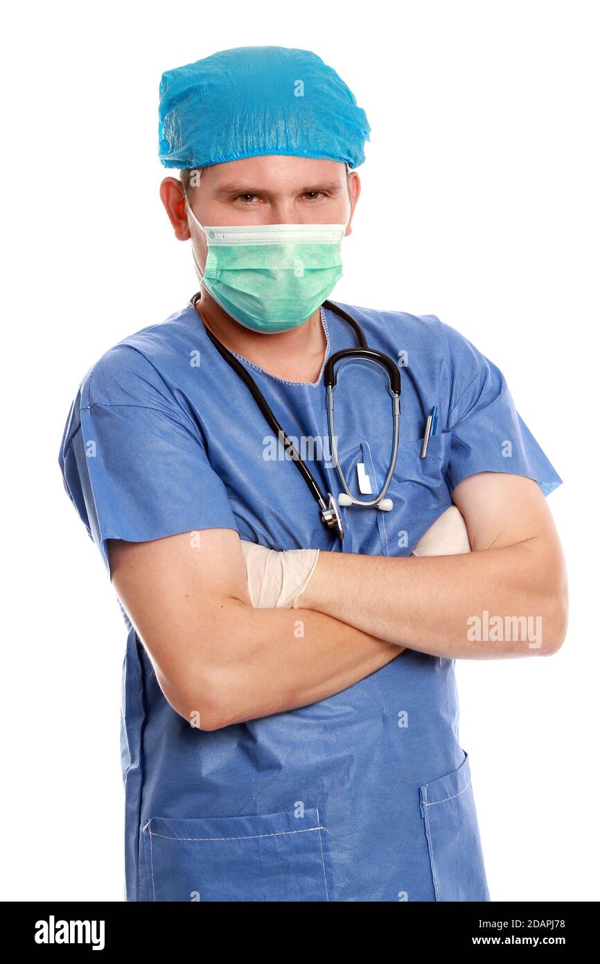 Vertical shot of an angry doctor isolated on white background Stock ...