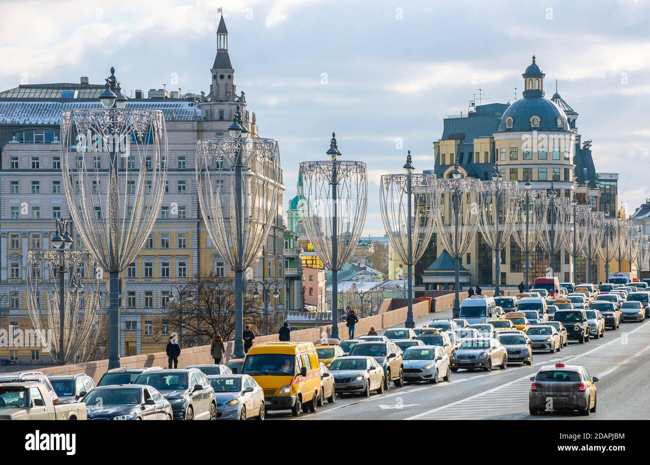February 5, 2020 Moscow, Russia, Traffic jam on the Bolshoy ...