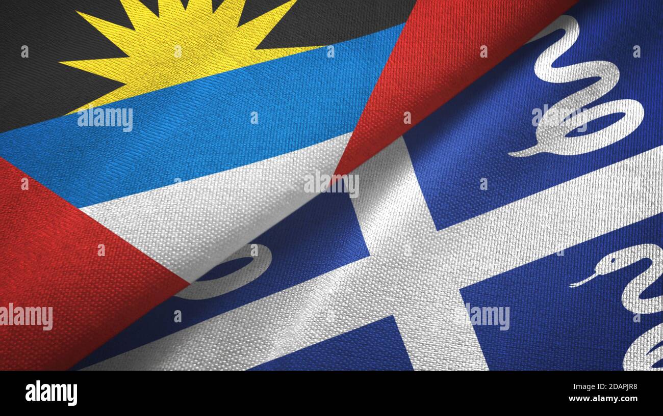 Antigua and Barbuda and Martinique snake two flags textile cloth ...