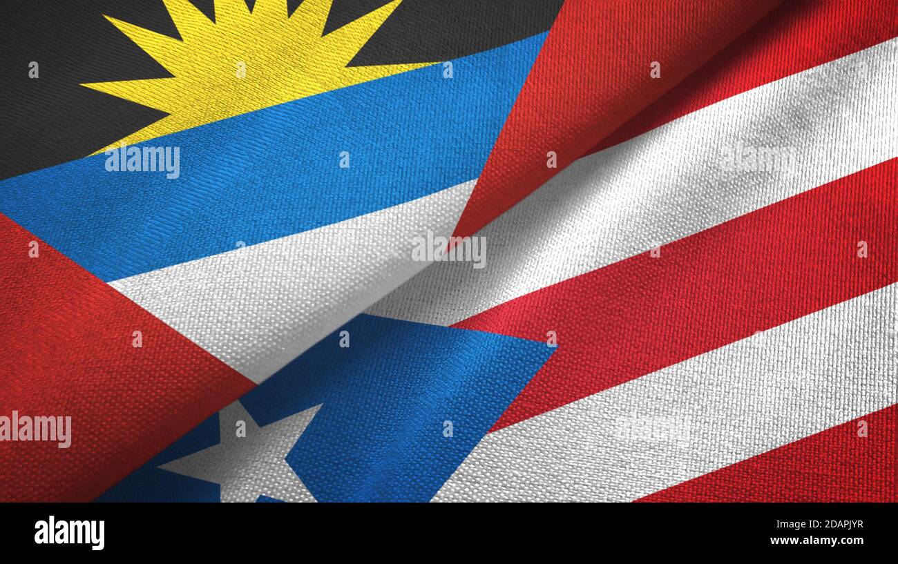 Antigua and Barbuda and Puerto Rico two flags textile cloth, fabric ...