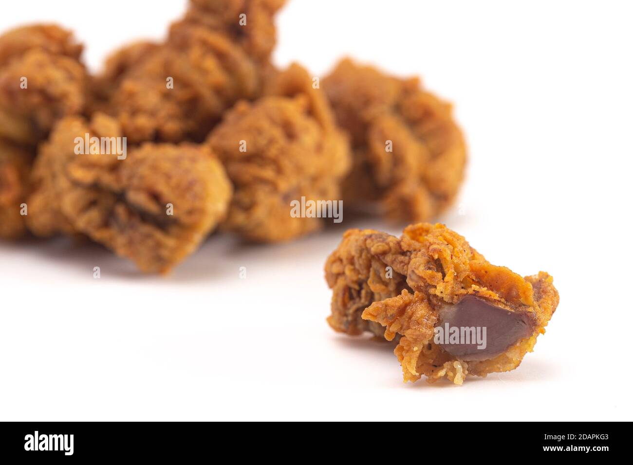 Fried and Crispy Chicken Gizzards Isolated on a White Background Stock ...