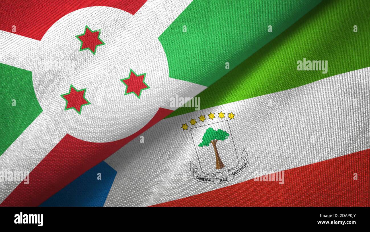 Burundi and Equatorial Guinea two flags textile cloth, fabric texture ...
