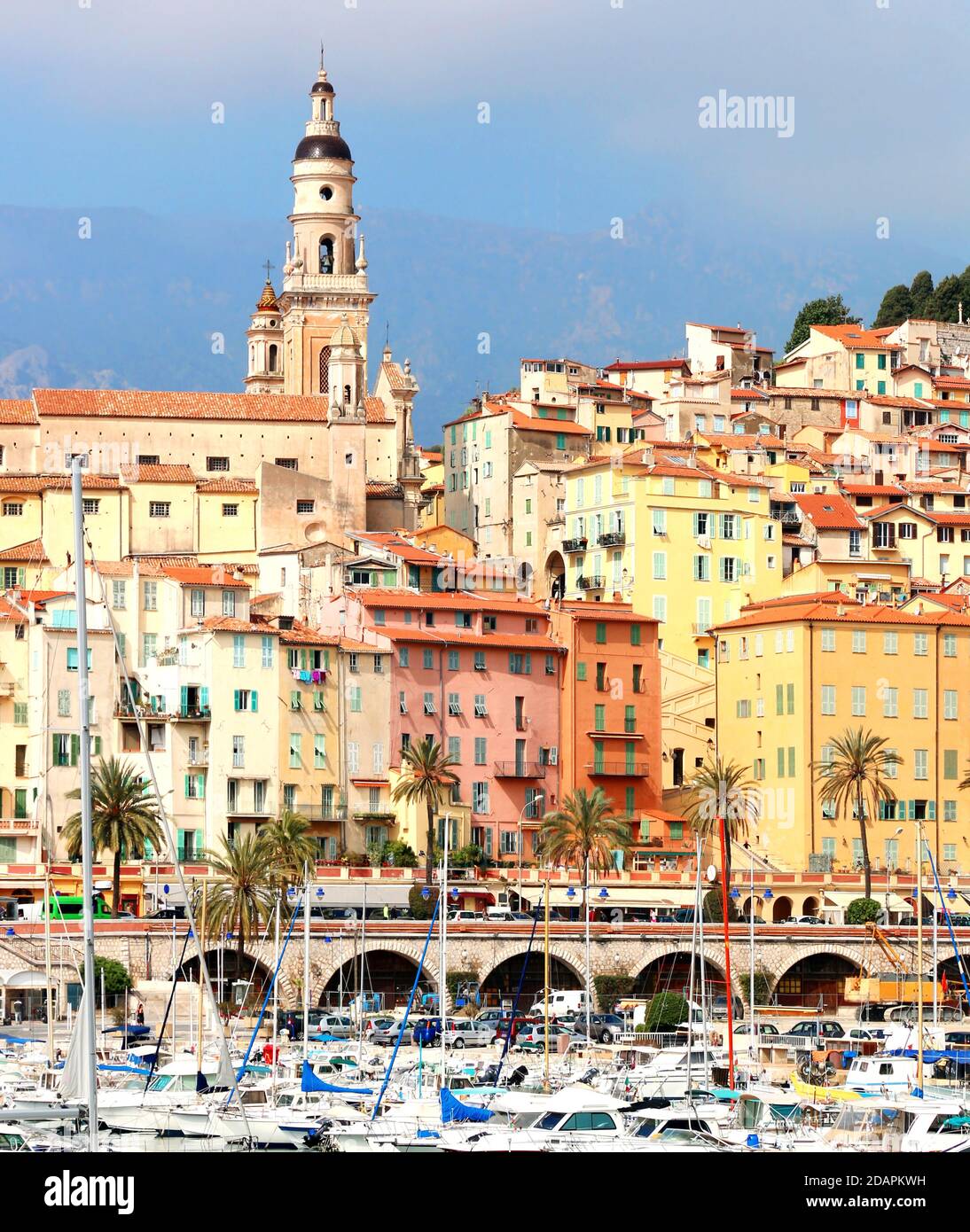 The old town of Menton on its promontory. French Riviera. France Stock ...