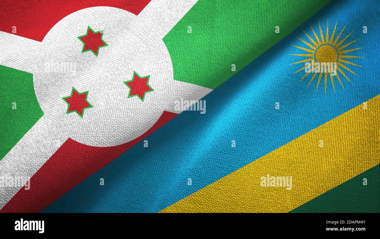 Burundi and Rwanda two flags textile cloth, fabric texture Stock Photo ...