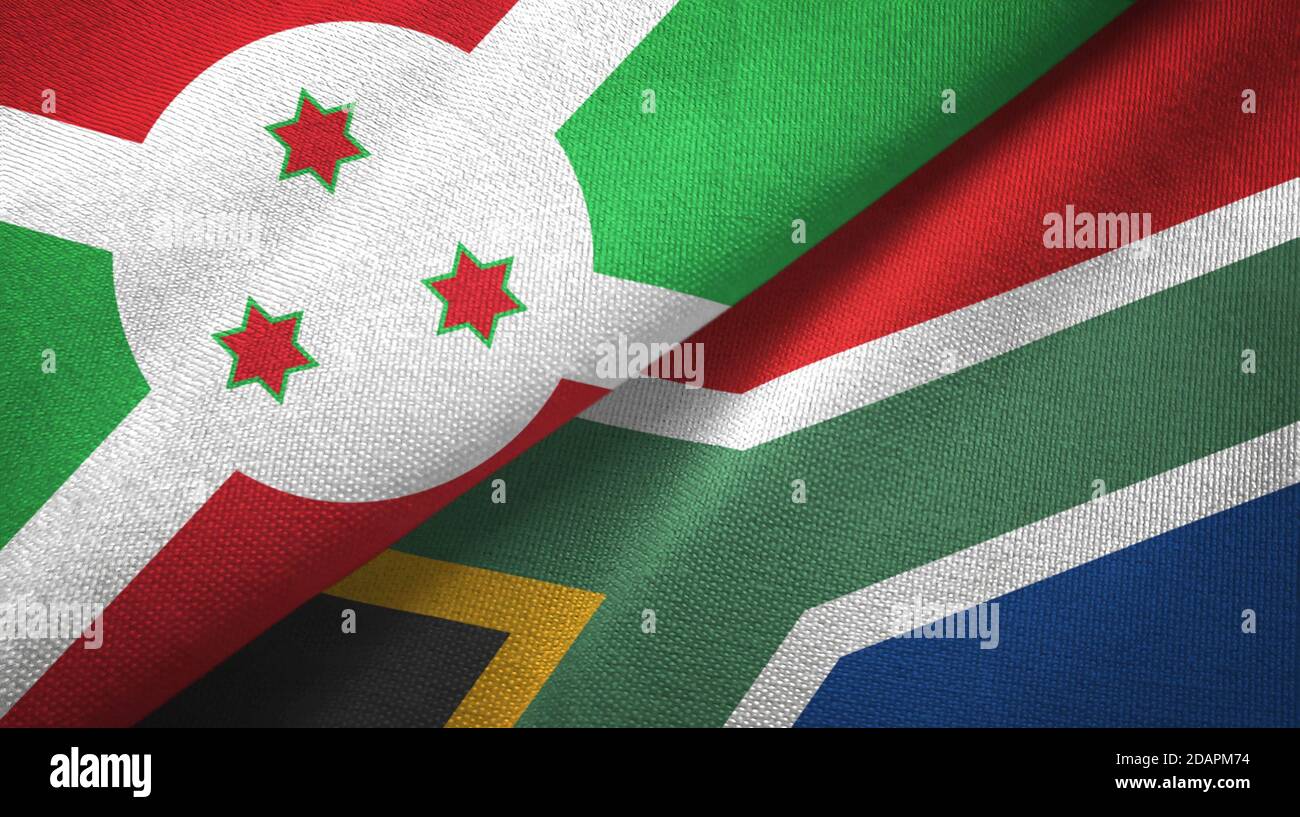 Burundi and South Africa two flags textile cloth, fabric texture Stock ...