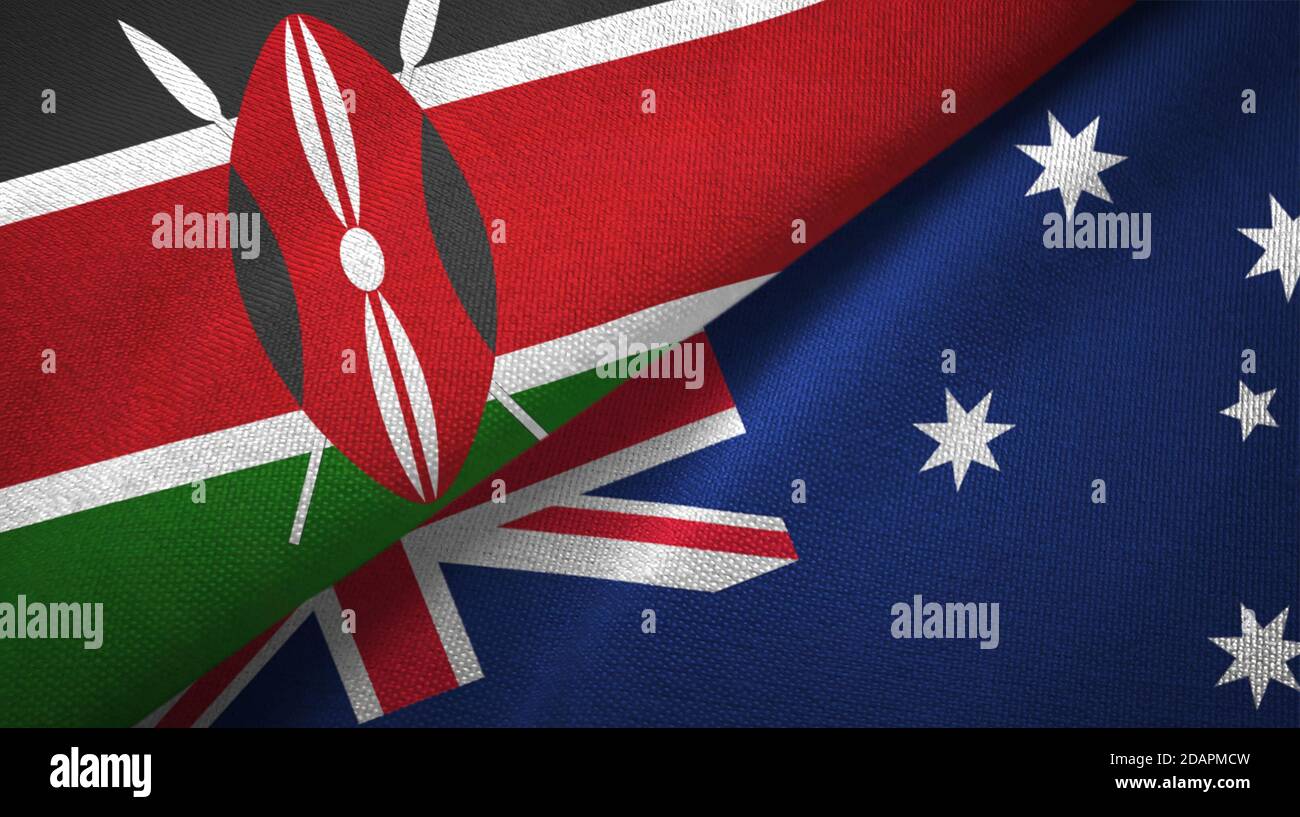 Kenya and Australia two flags textile cloth, fabric texture Stock Photo ...