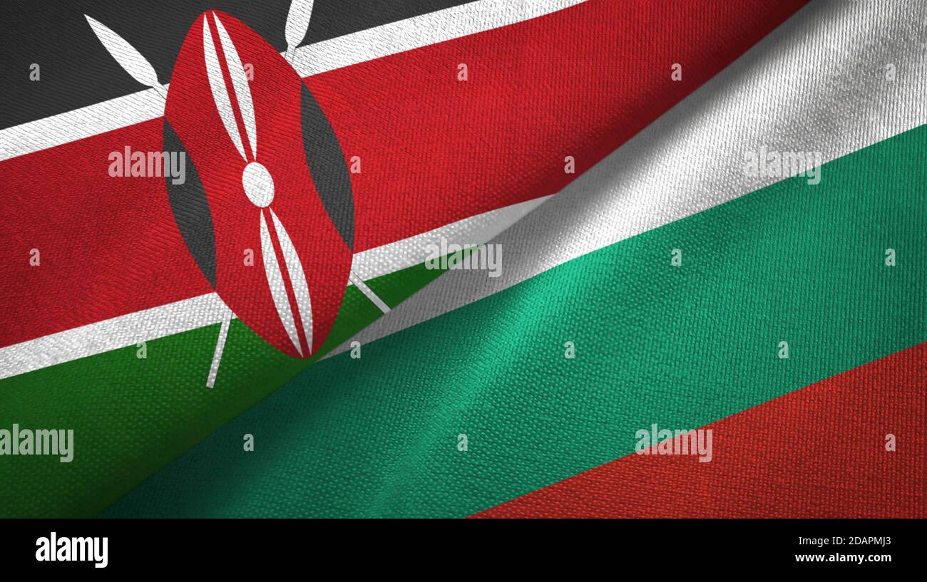 Kenya and Bulgaria two flags textile cloth, fabric texture Stock Photo ...