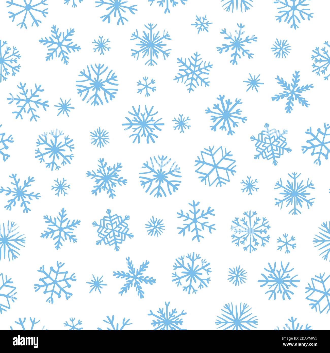 Seamless pattern with different hand-drawn snowflakes. Doodle ...