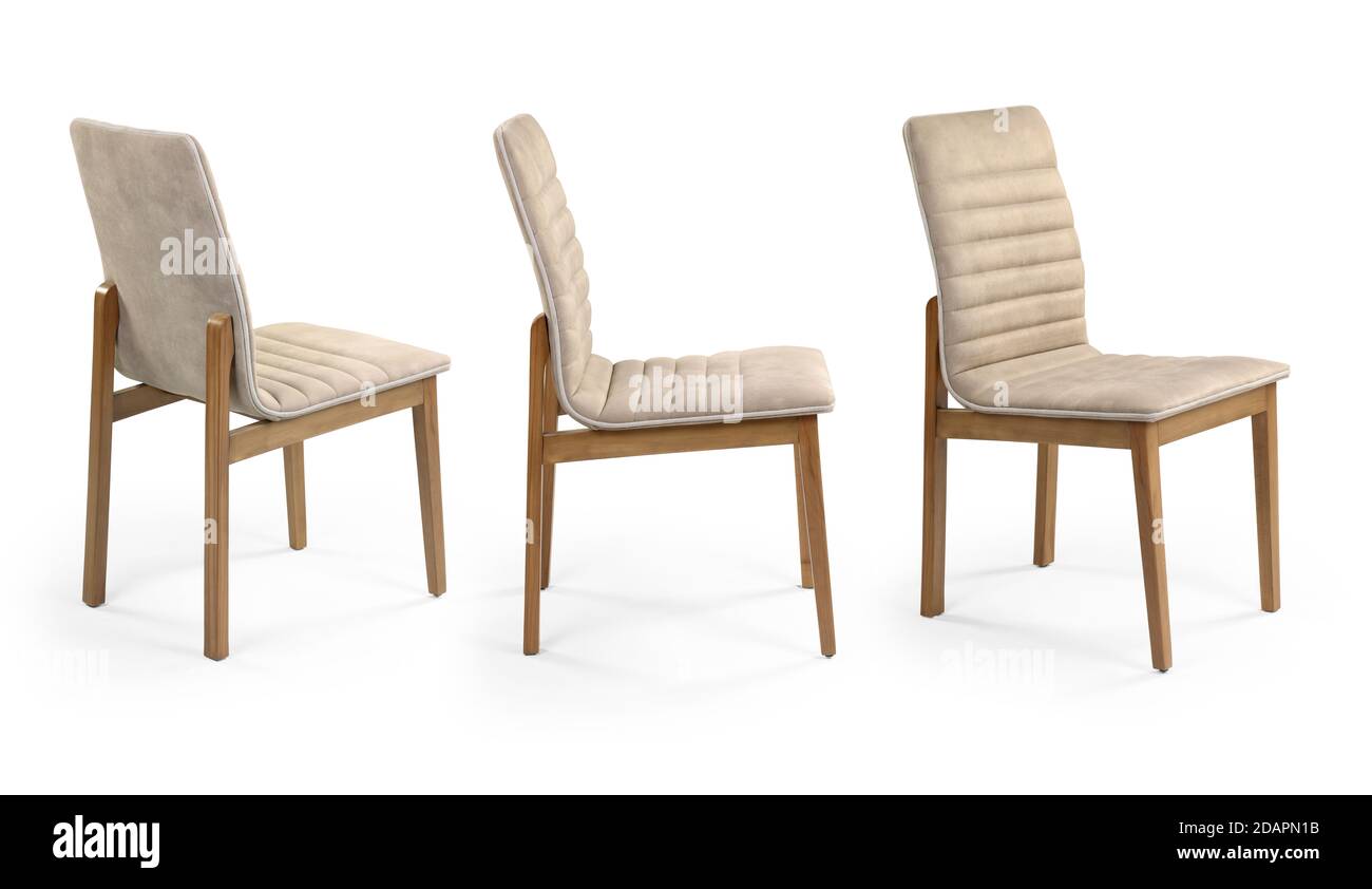 Single chair at different angles on a white background Stock Photo - Alamy