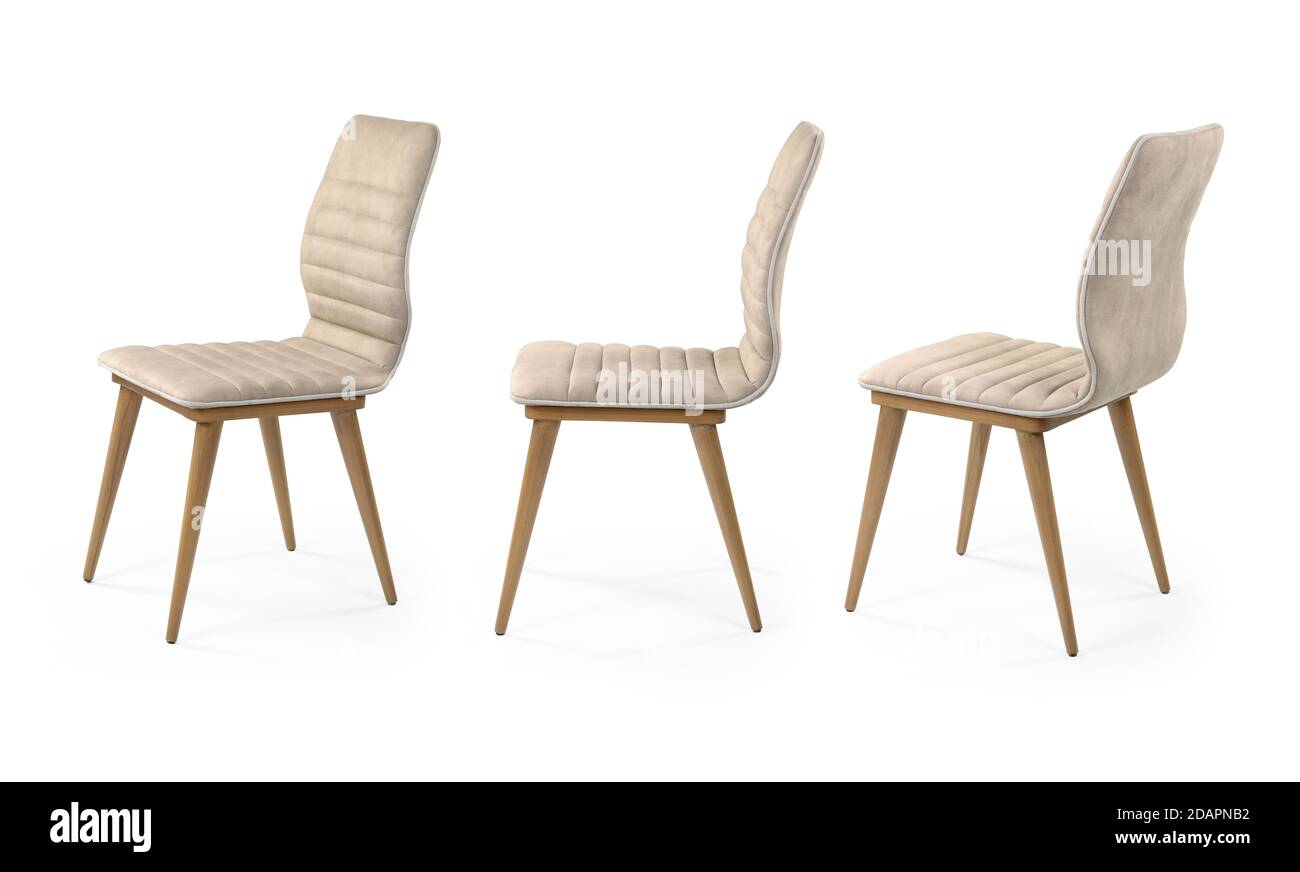Single chair at different angles on a white background Stock Photo - Alamy