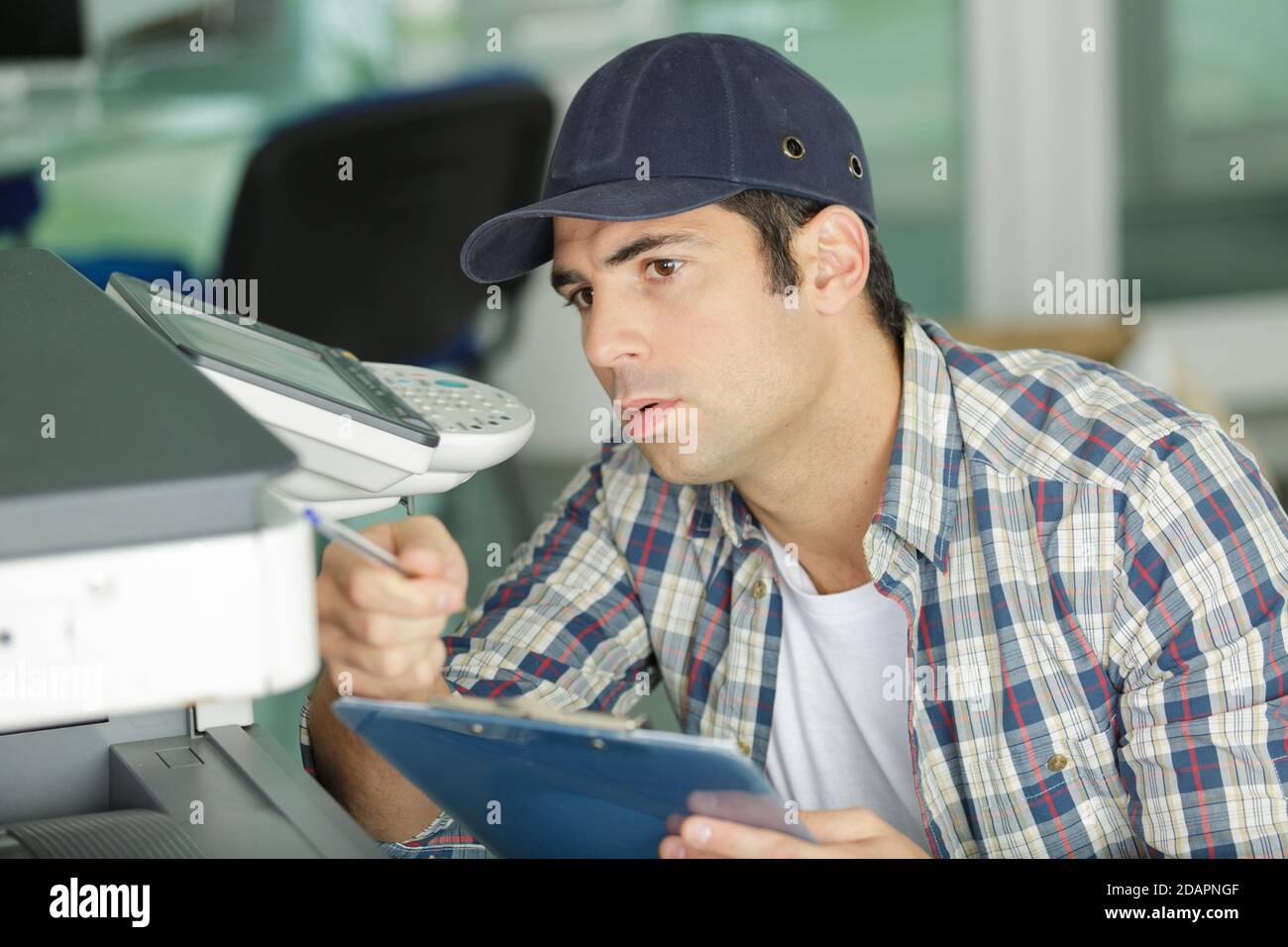 man repairing color printer changing toner cartridge Stock Photo - Alamy