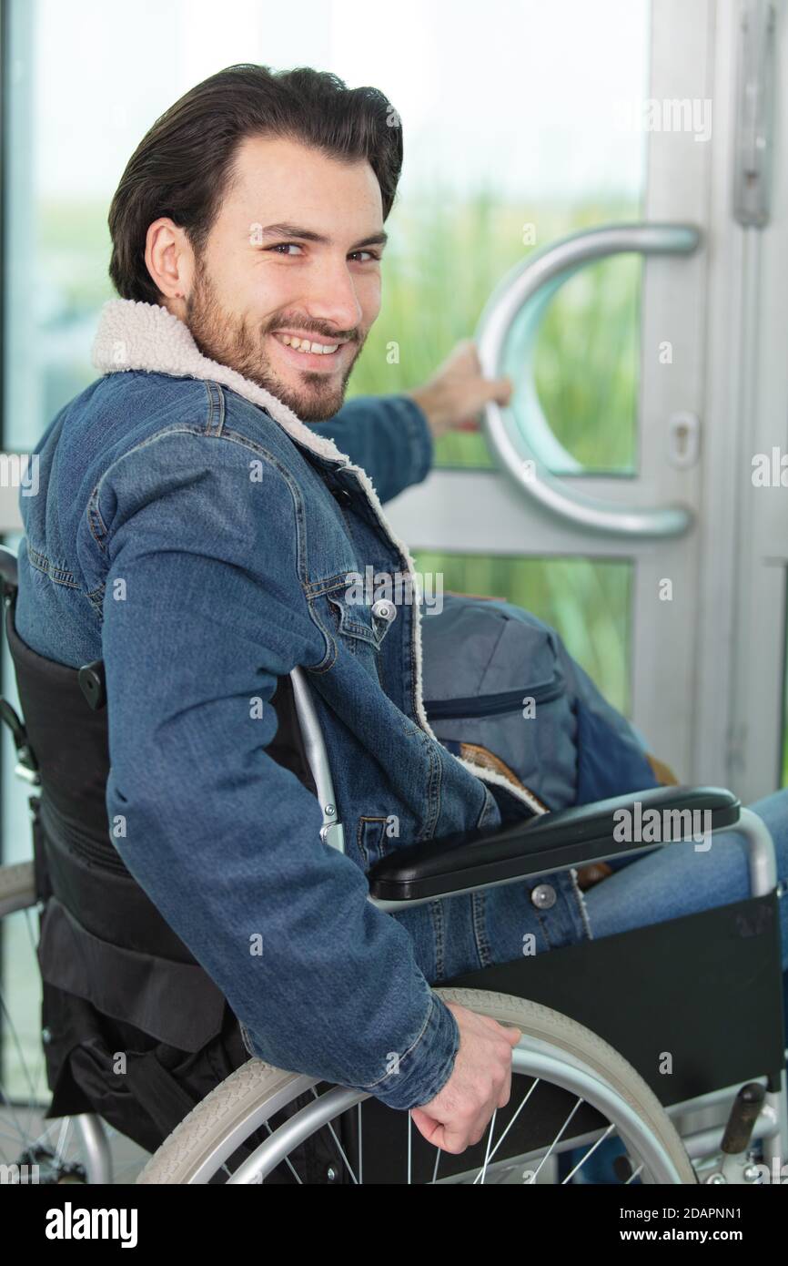 disabled happy man in wheelchair Stock Photo - Alamy