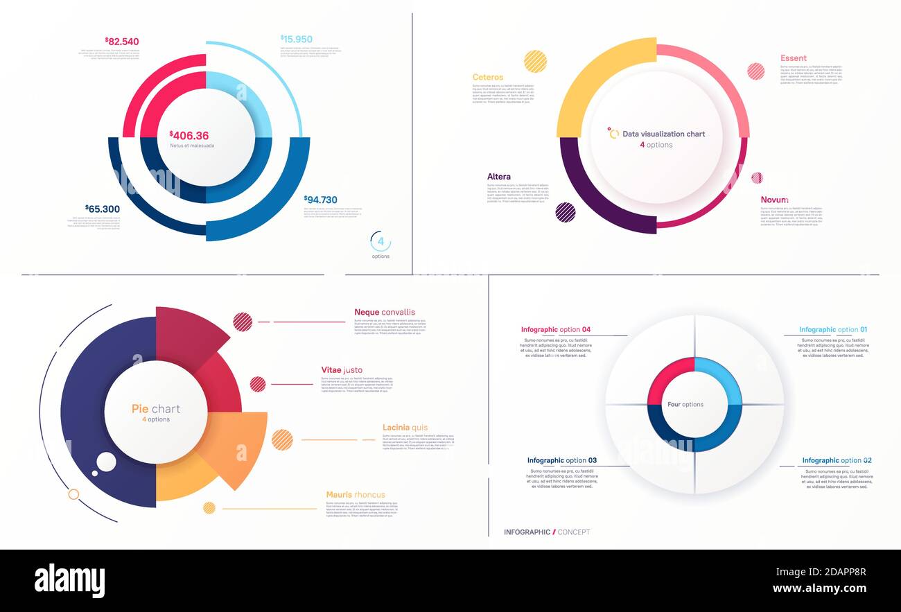 Set of vector circle chart designs, modern templates for creating ...